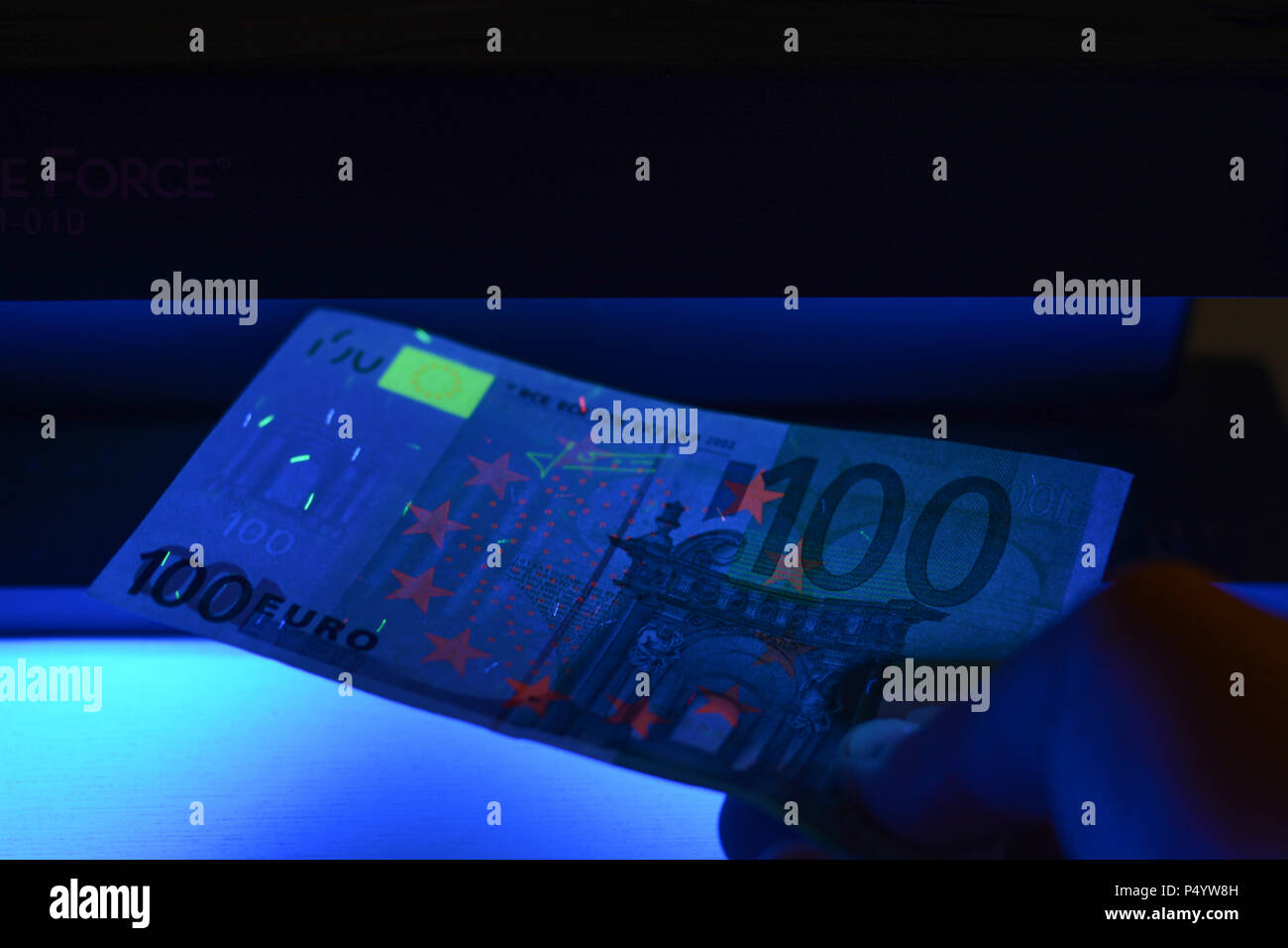 Money Testing - Detector Euro European Currency Fake Check Stock Photo ...