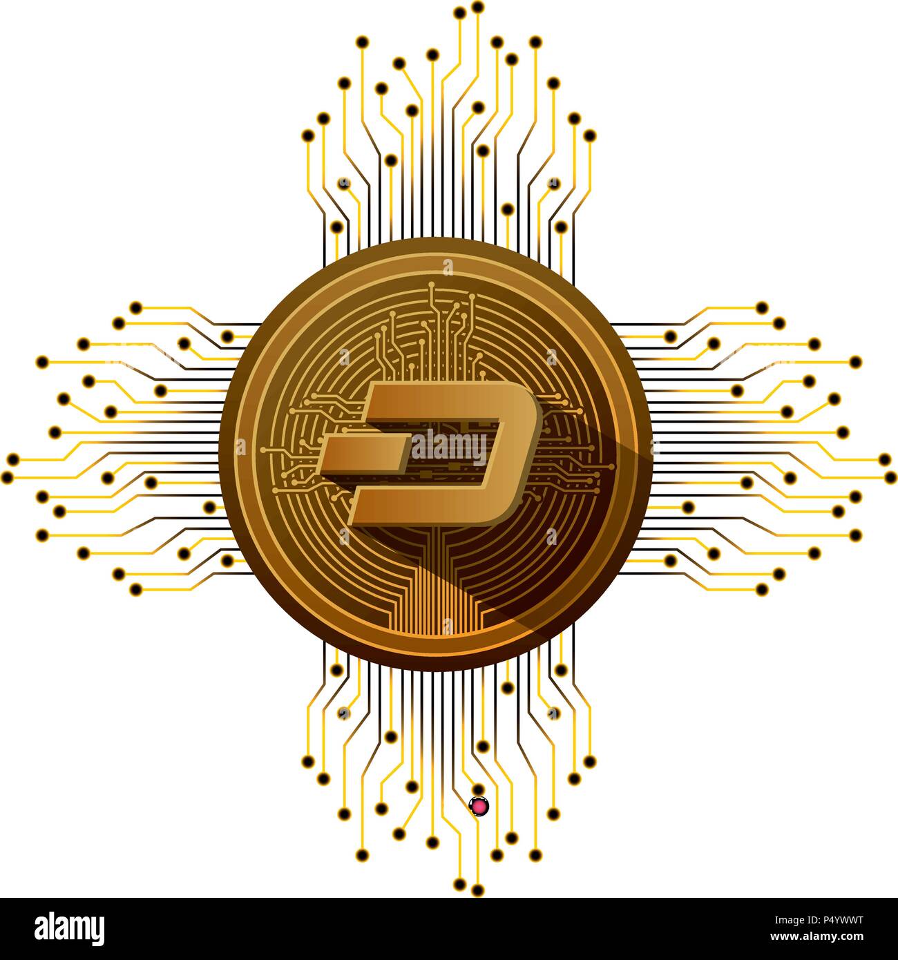 cryptocurrency dash coin with circuit lines Stock Vector Image & Art ...