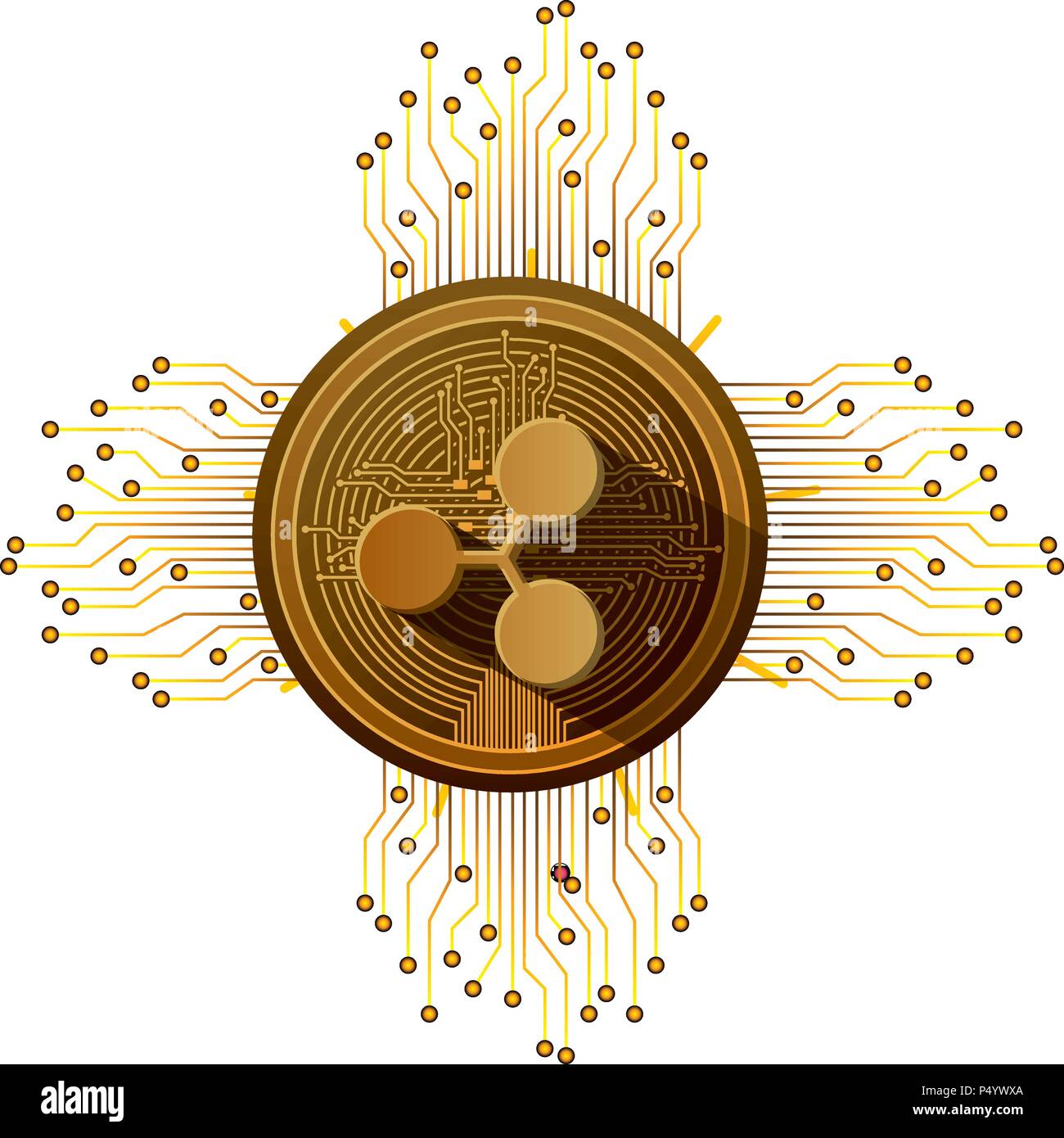cryptocurrency ripple coin with circuit lines Stock Vector Image & Art ...