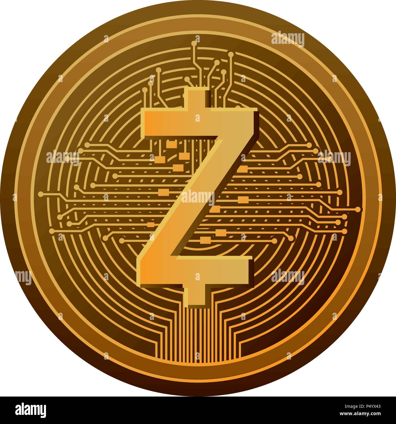 cryptocurrency zcash coin with circuit lines Stock Vector Image & Art ...