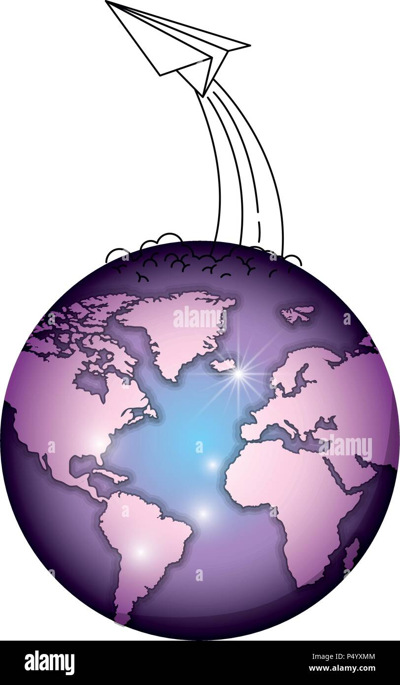 world planet earth with paper airplane Stock Vector Image & Art - Alamy