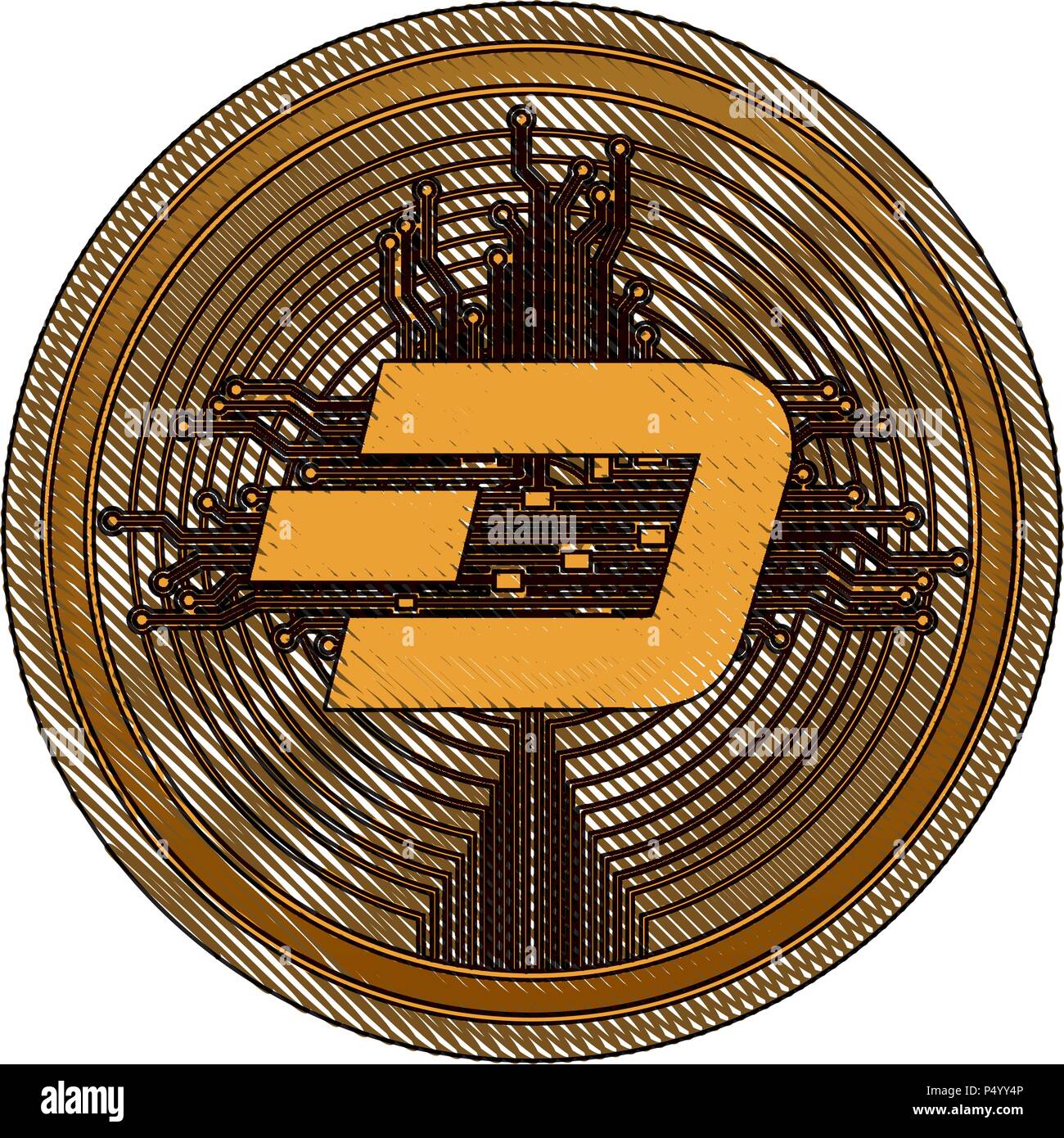 cryptocurrency dash coin with circuit lines Stock Vector Image & Art ...