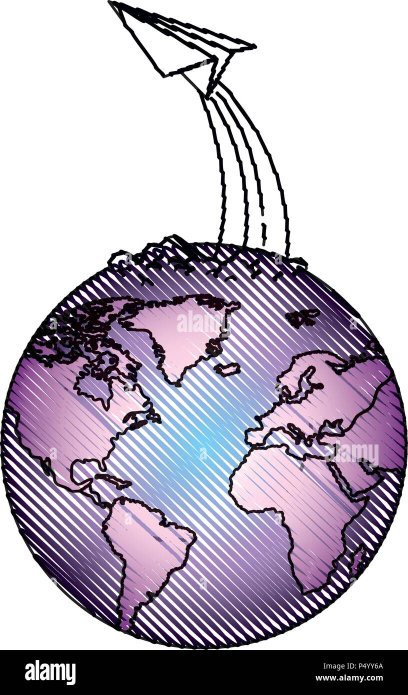 world planet earth with paper airplane Stock Vector Image & Art - Alamy
