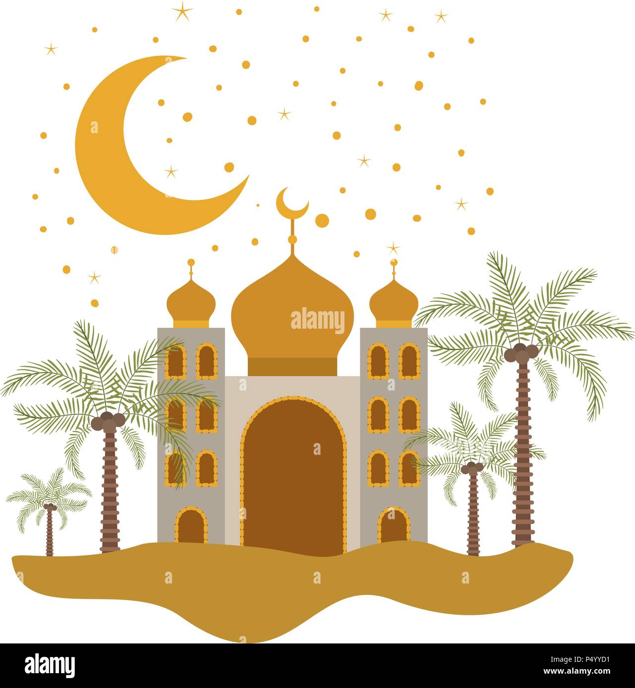 arabic castle with moon in the night Stock Vector Image & Art - Alamy