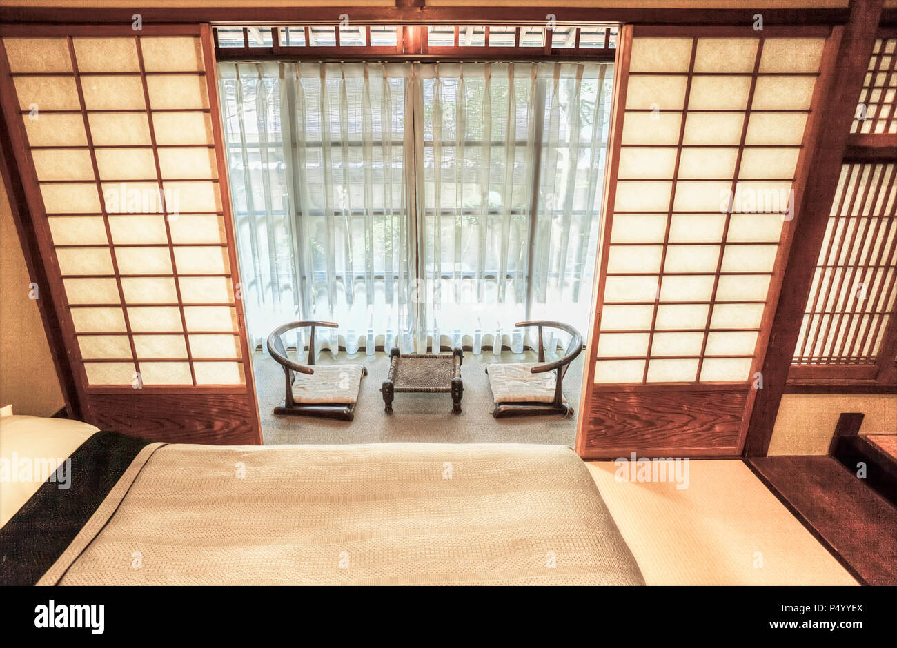 Tea room of Japanese traditional inn Stock Photo - Alamy