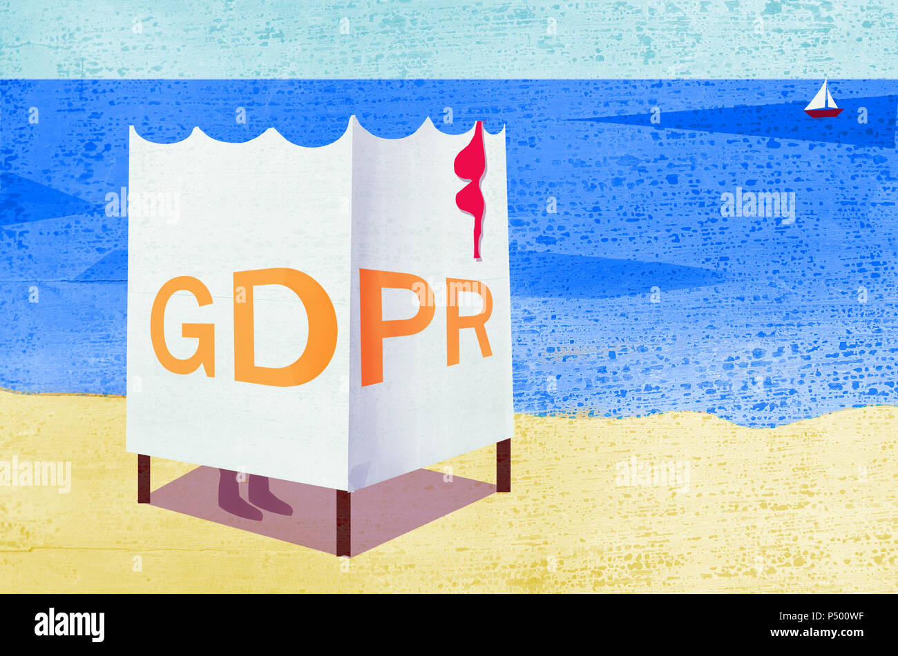 GDPR concept illustration. Locker room on the beach with General Data ...