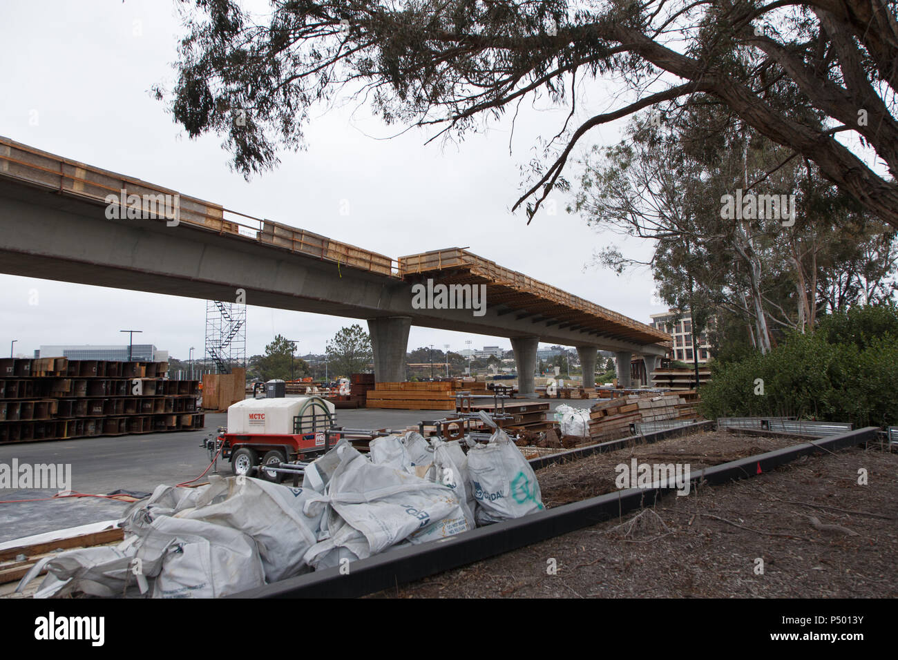 The Mid-Coast Blue Line Trolley extension under construction on the ...