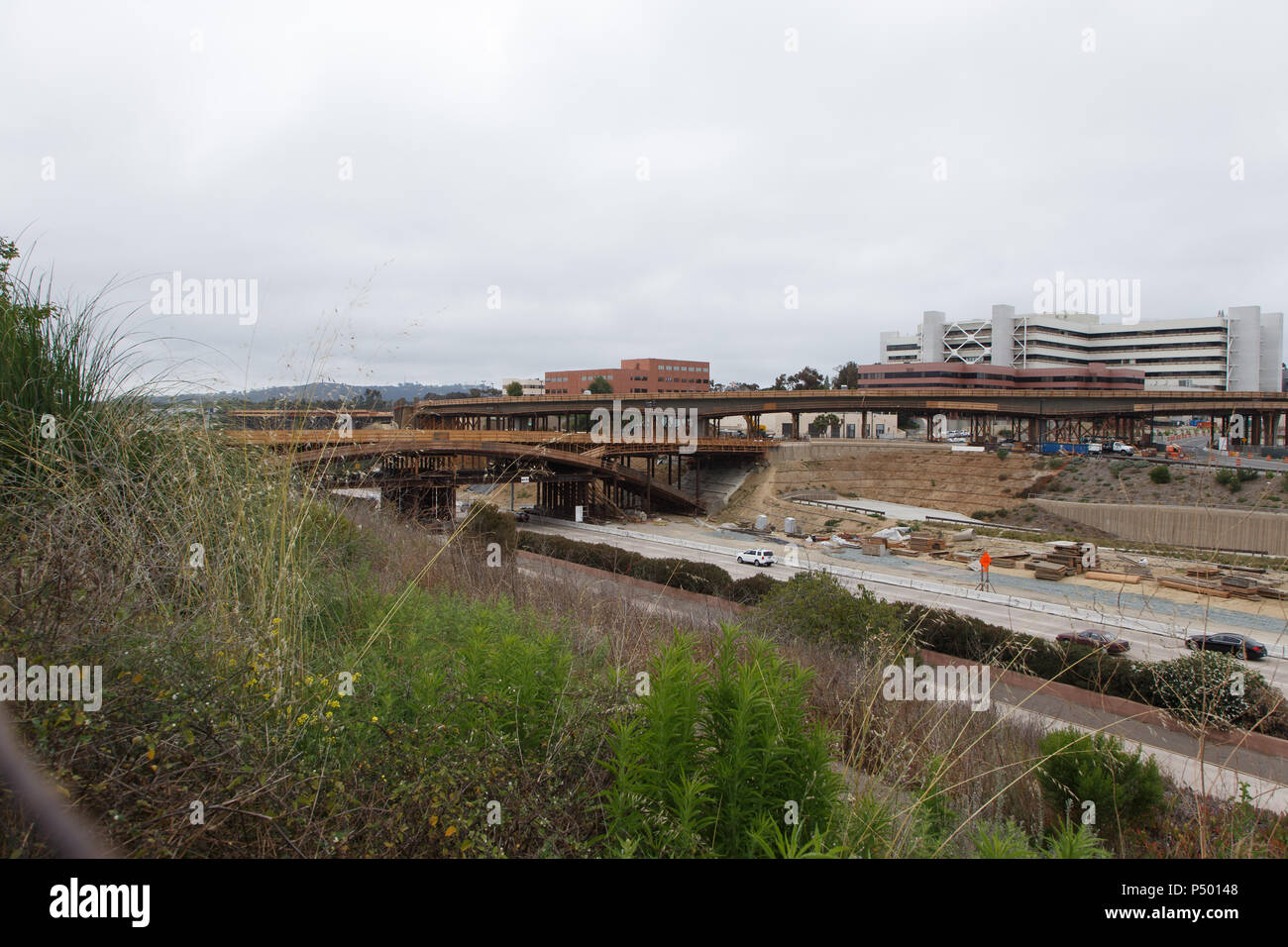 The Mid-Coast Trolley extension under construction in San Diego ...