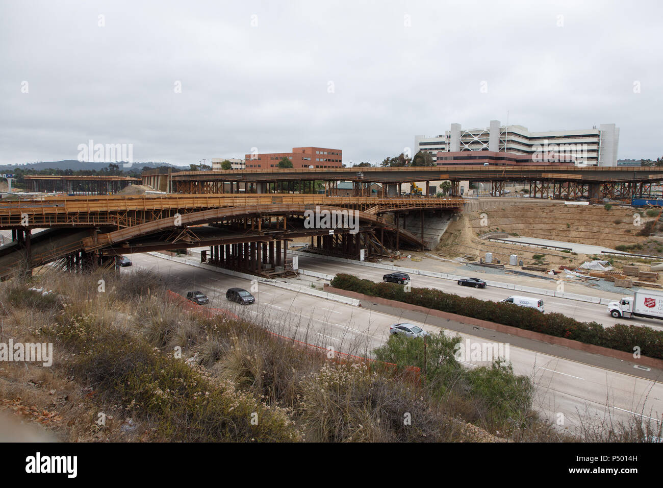 The Mid-Coast Trolley extension under construction in San Diego ...