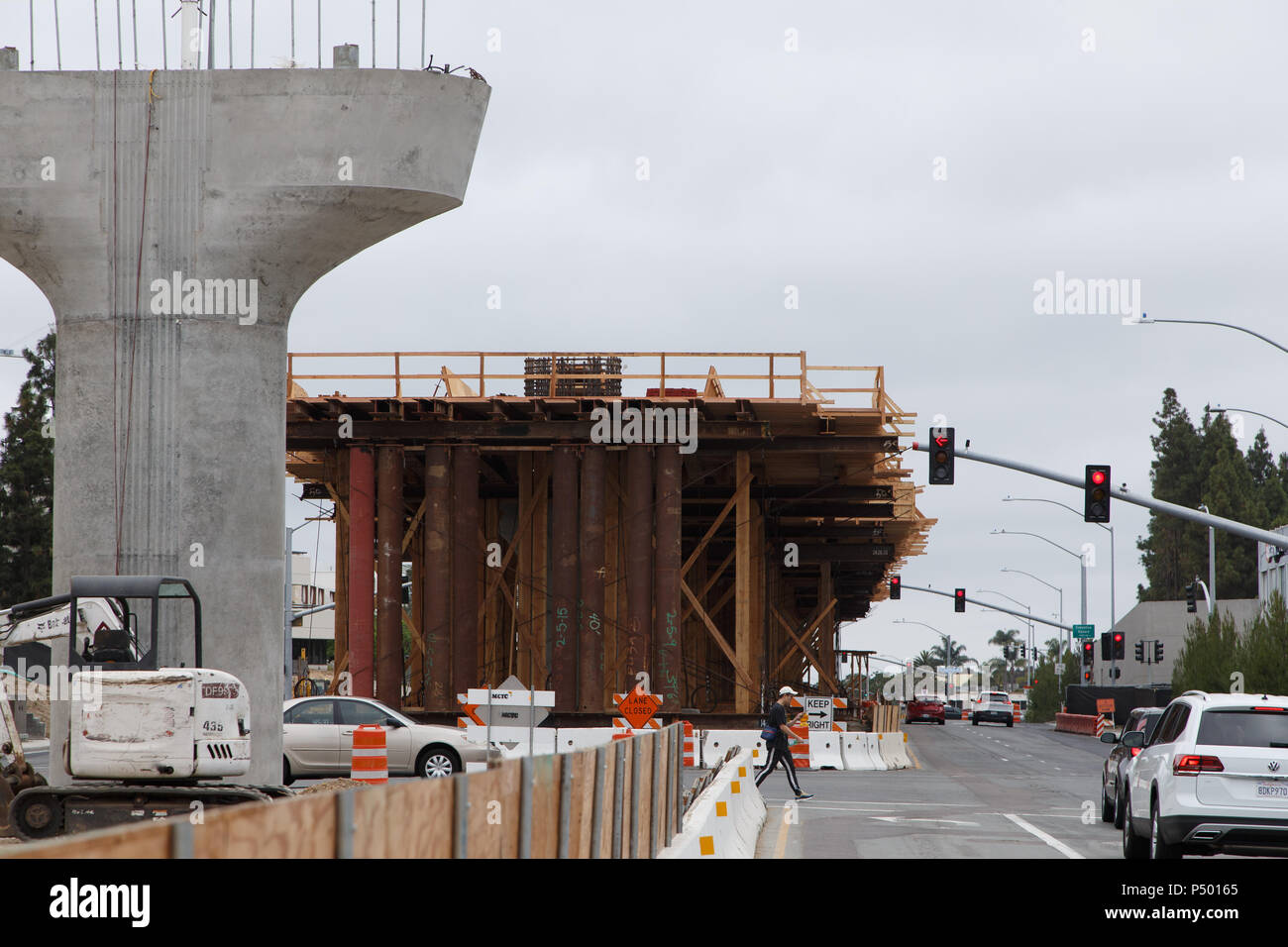 The Mid-Coast Trolley extension under construction in San Diego ...