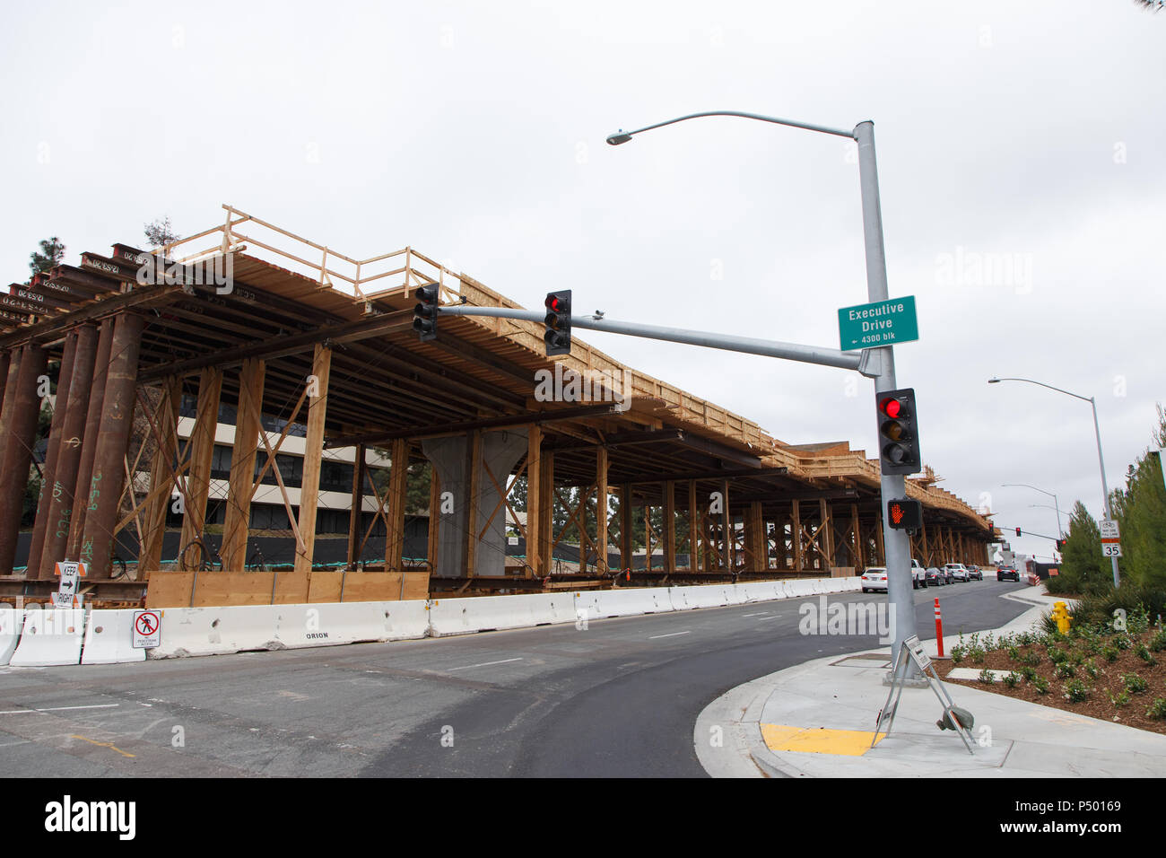 The Mid-Coast Trolley extension under construction in San Diego ...
