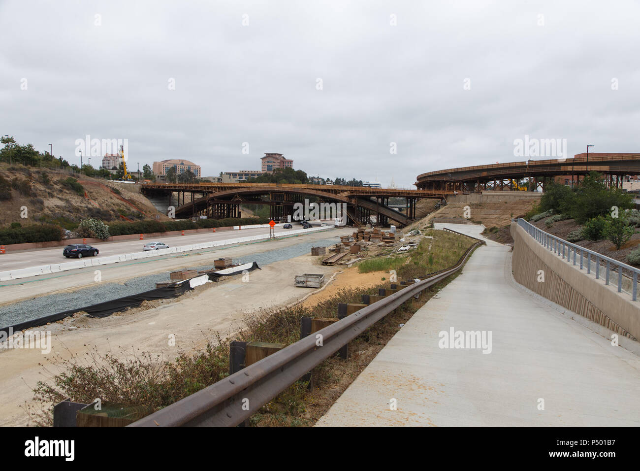 The Mid-Coast Trolley extension under construction in San Diego ...
