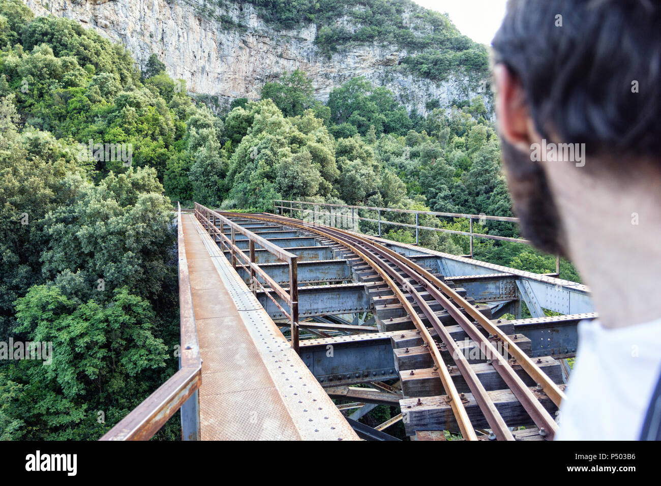 Man looking rails narrow gauge railway hi-res stock photography and ...