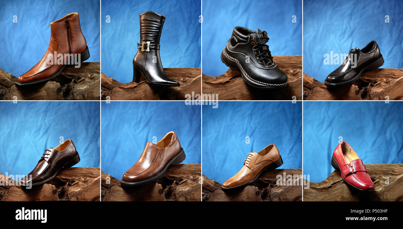close up different kinds of shoes arrangement Stock Photo - Alamy