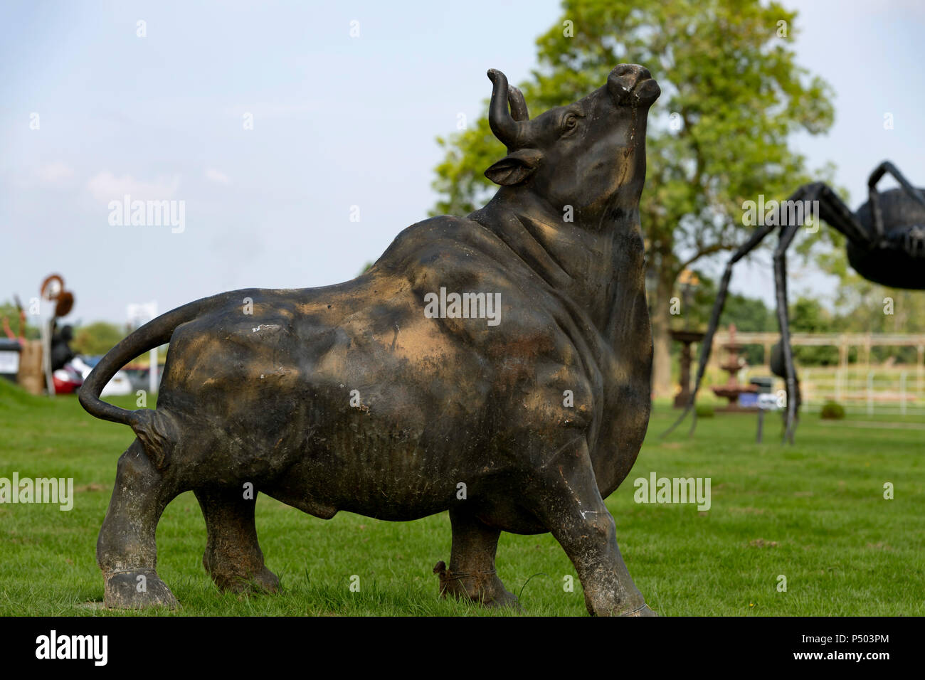 Bull sculpture on display at the British Iron Work Centre tourist ...