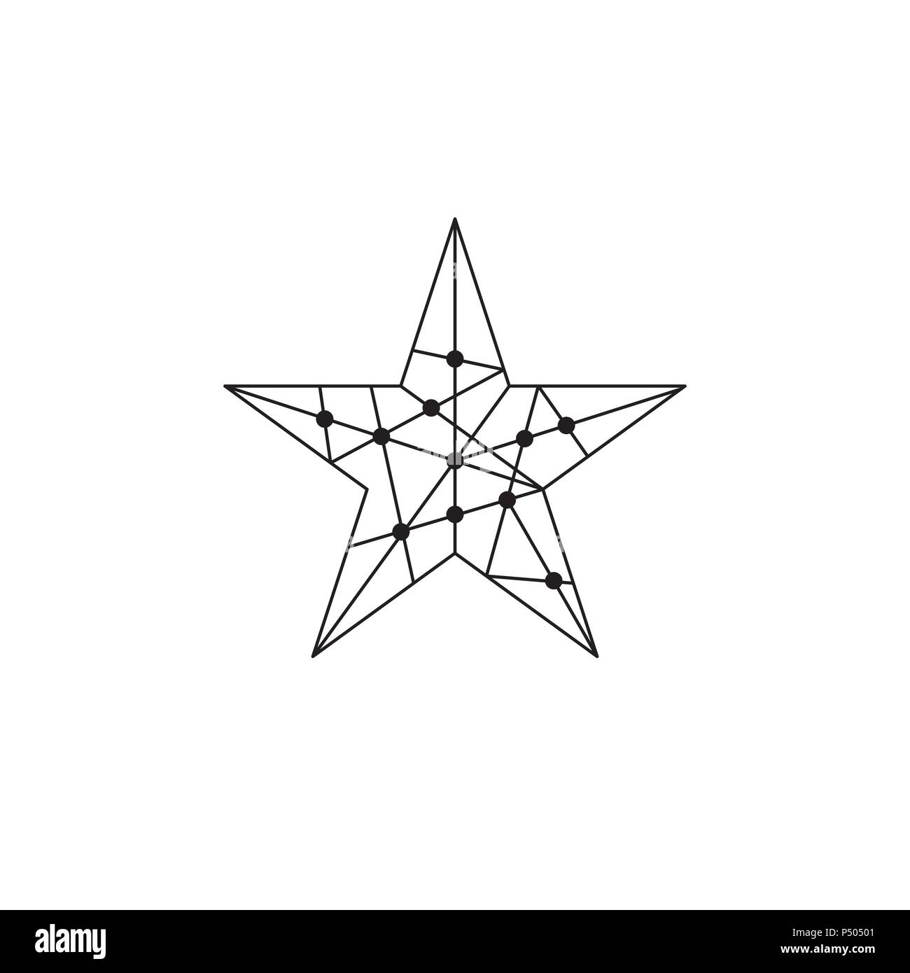 Star with connected lines, communication icon. Vector illustration ...