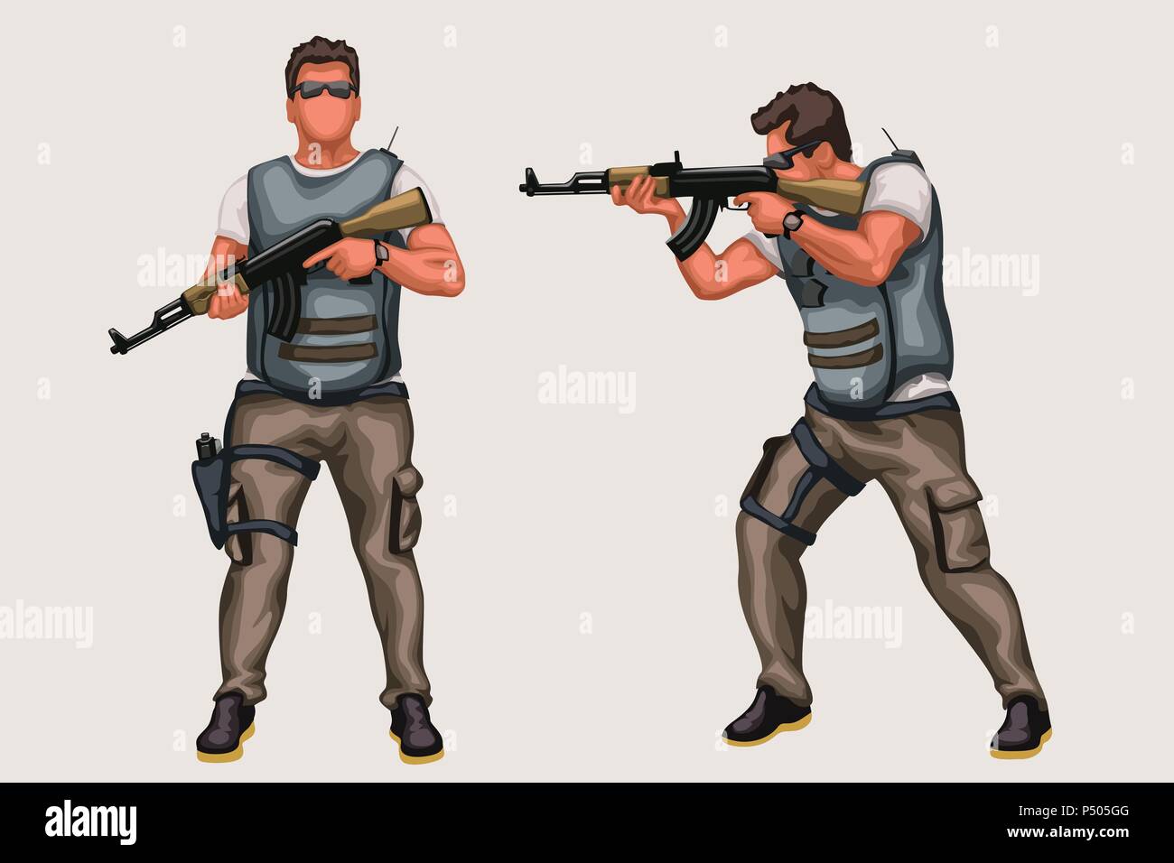 Soldier holding rifle military Stock Vector Images - Alamy