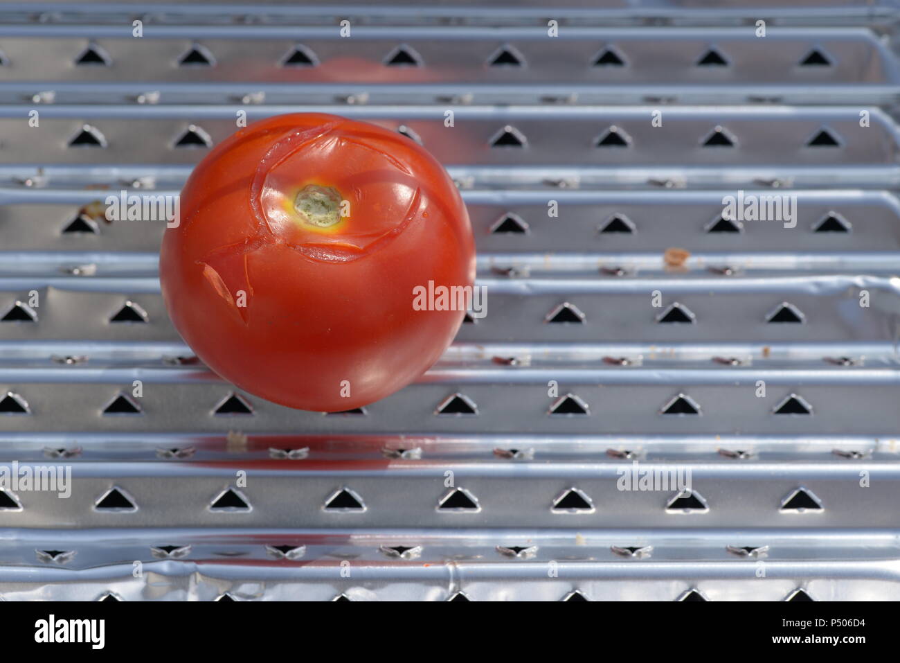 Single Tomato at a barbecue getting heated Stock Photo - Alamy