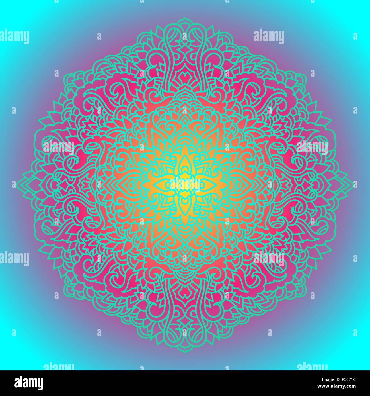 Abstract mandala ornament. Asian pattern. Gradient authentic background ...