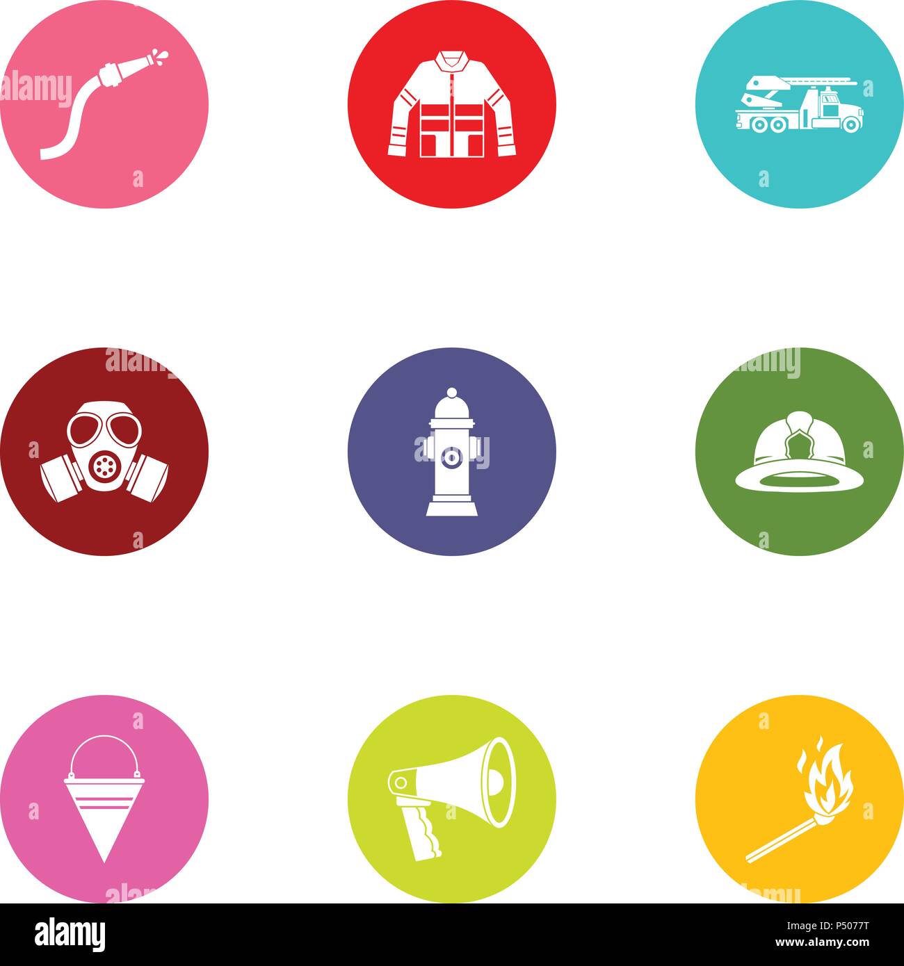 Firefighting service icons set, flat style Stock Vector Image & Art - Alamy