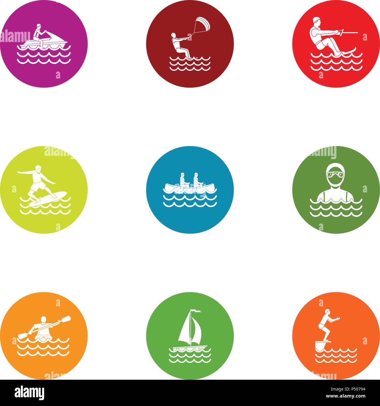 Sailing charter icons set, flat style Stock Vector Image & Art - Alamy