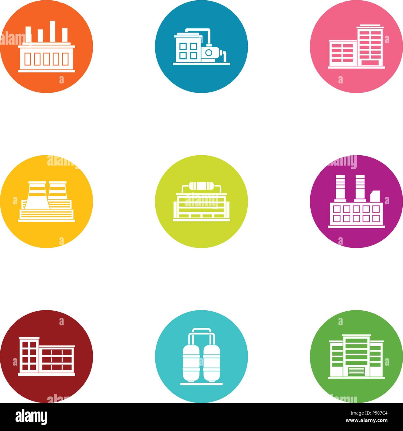 Production plant icons set, flat style Stock Vector Image & Art - Alamy