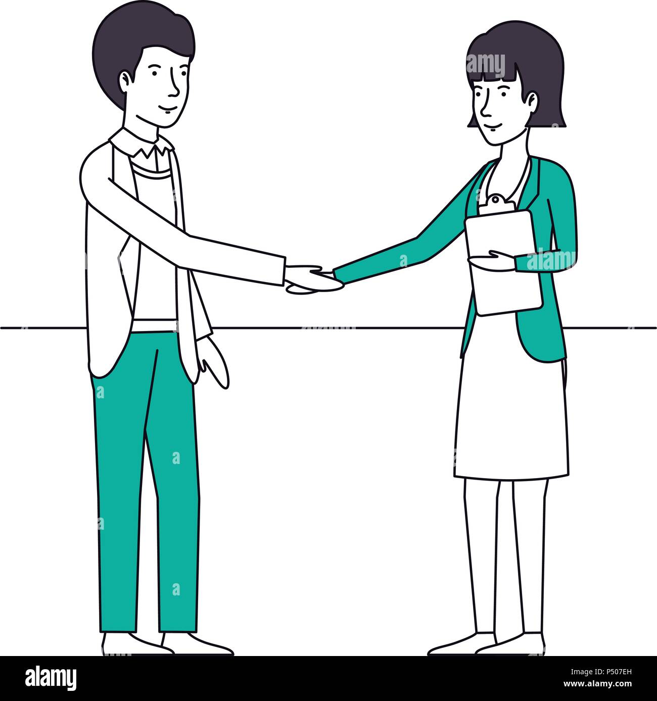 young couple handshake avatars characters Stock Vector Image & Art - Alamy