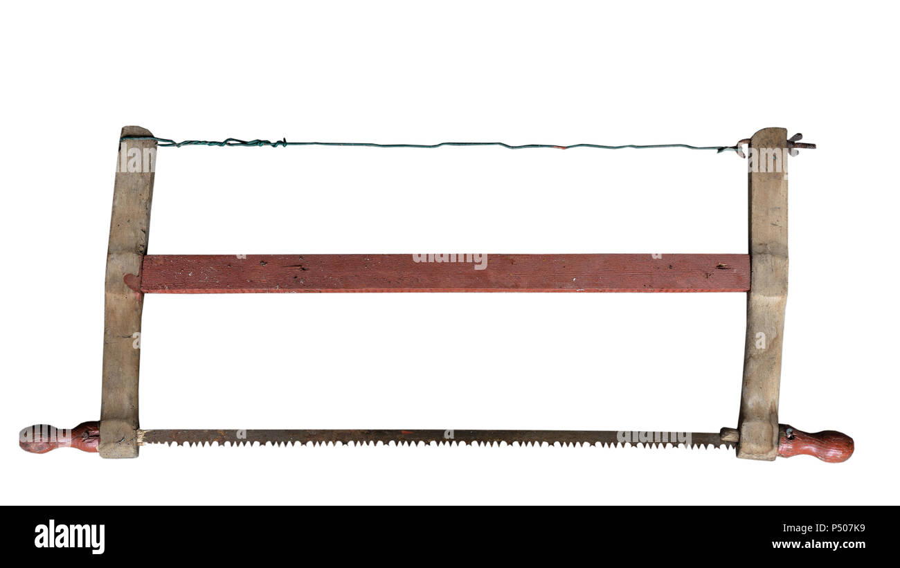 Old rusty hand saw isolated on white background with clipping path ...