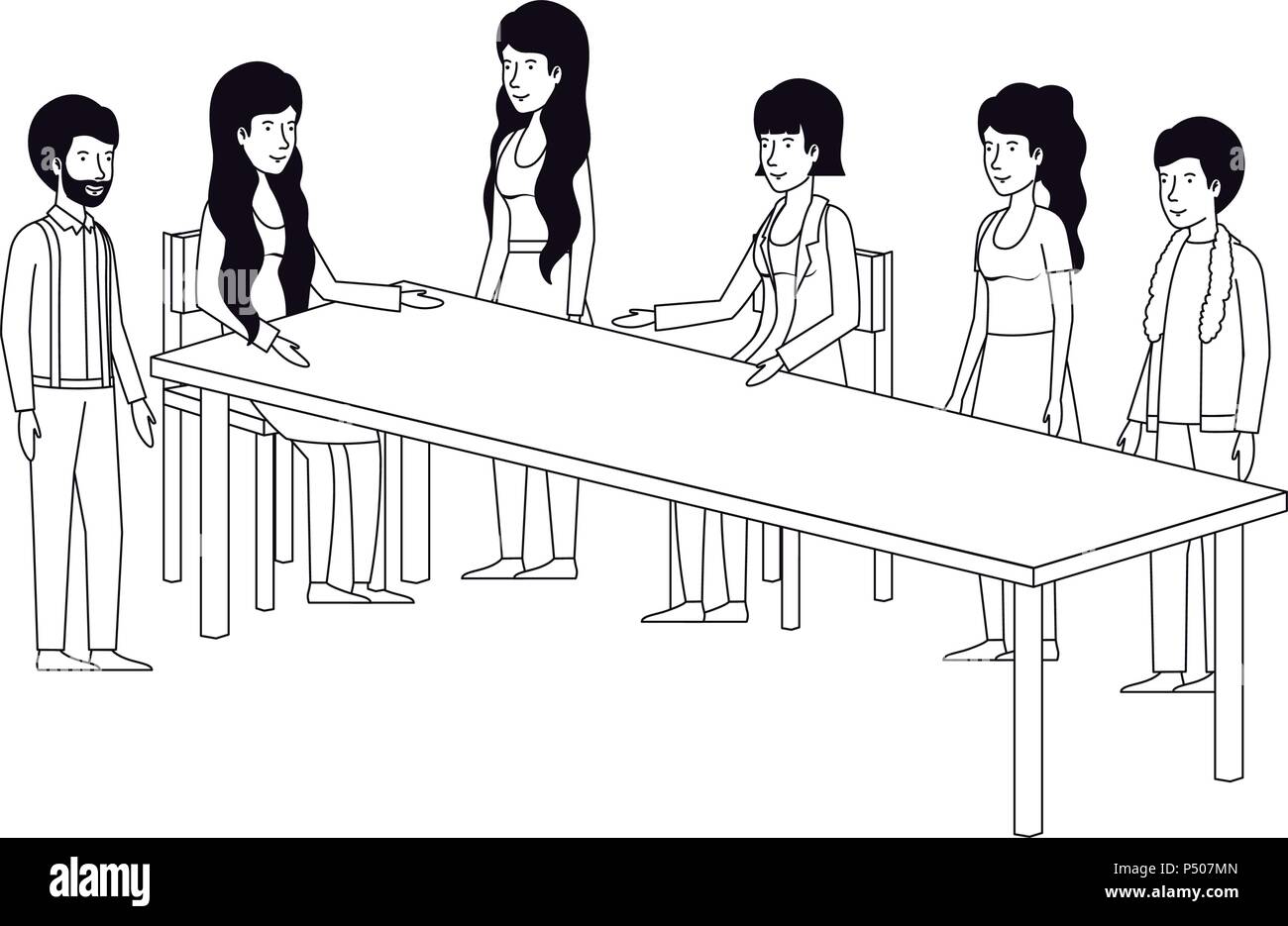 group of friends in the table characters Stock Vector Image & Art - Alamy