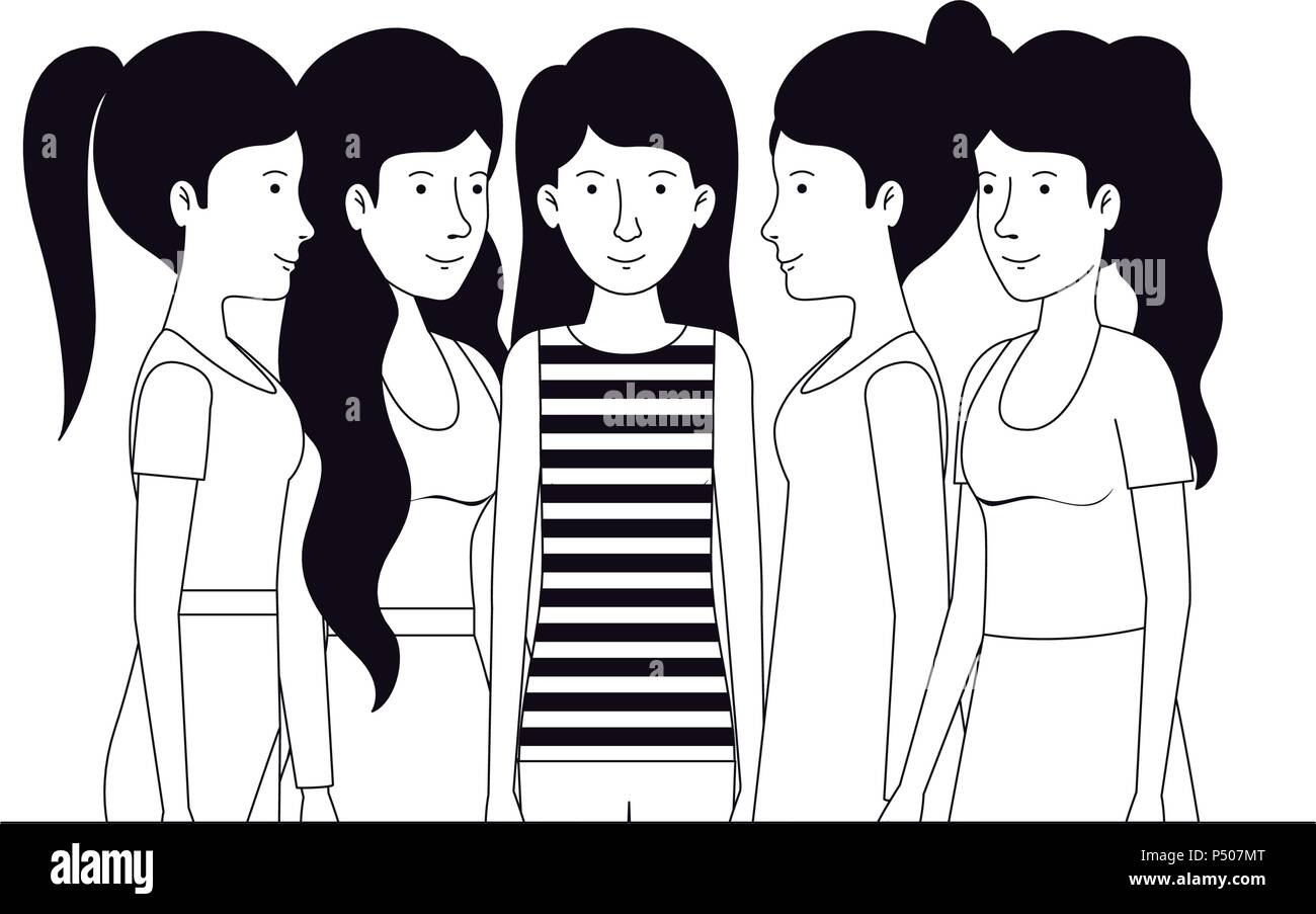 group of women friends characters Stock Vector Image & Art - Alamy