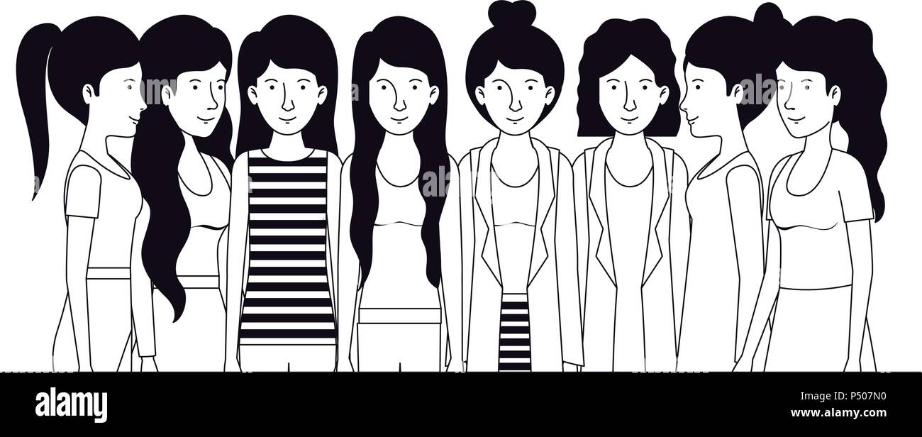 group of women friends characters Stock Vector Image & Art - Alamy