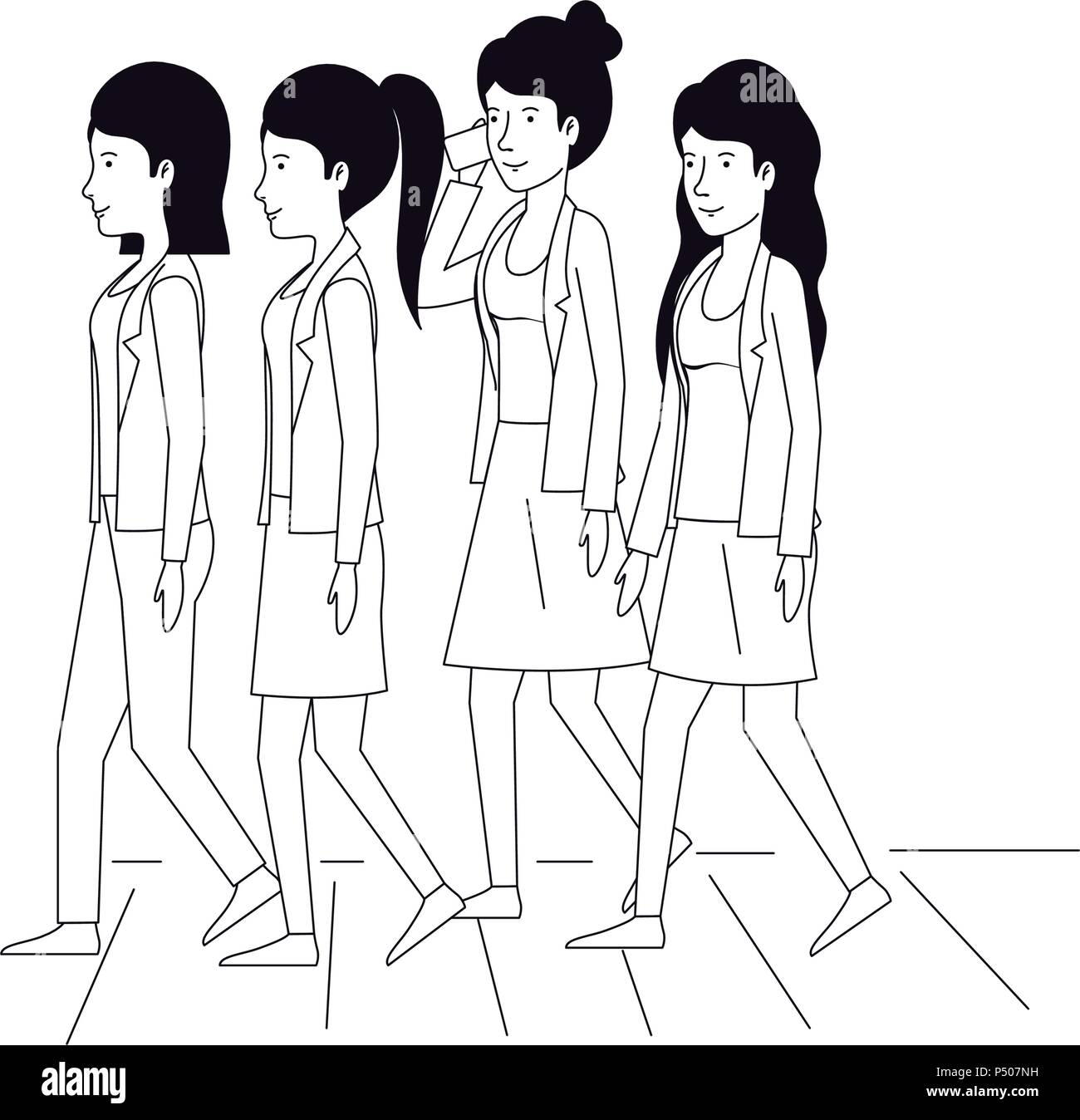 group of women walking characters Stock Vector Image & Art - Alamy