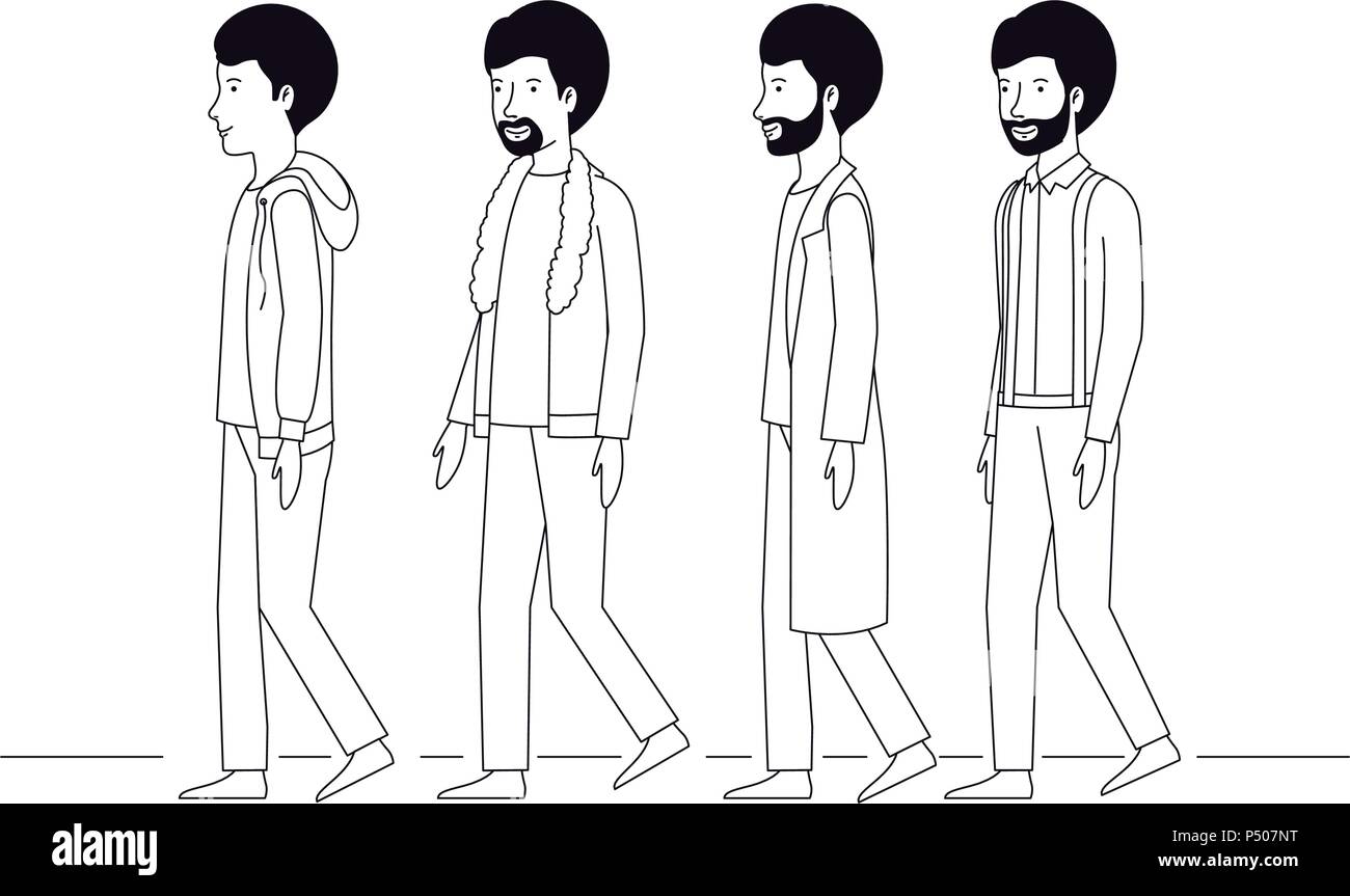 group of men walking characters Stock Vector Image & Art - Alamy