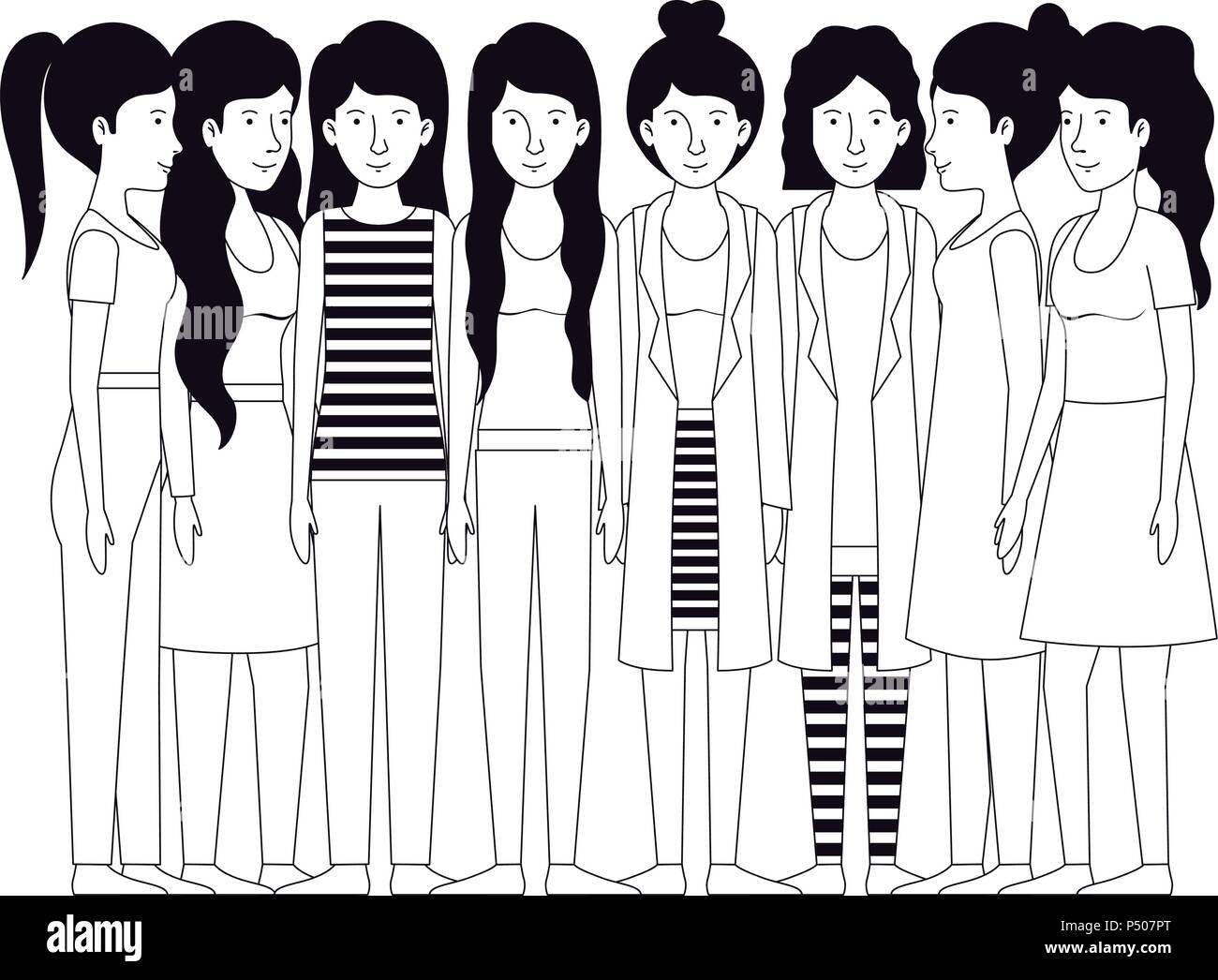 group of women friends characters Stock Vector Image & Art - Alamy