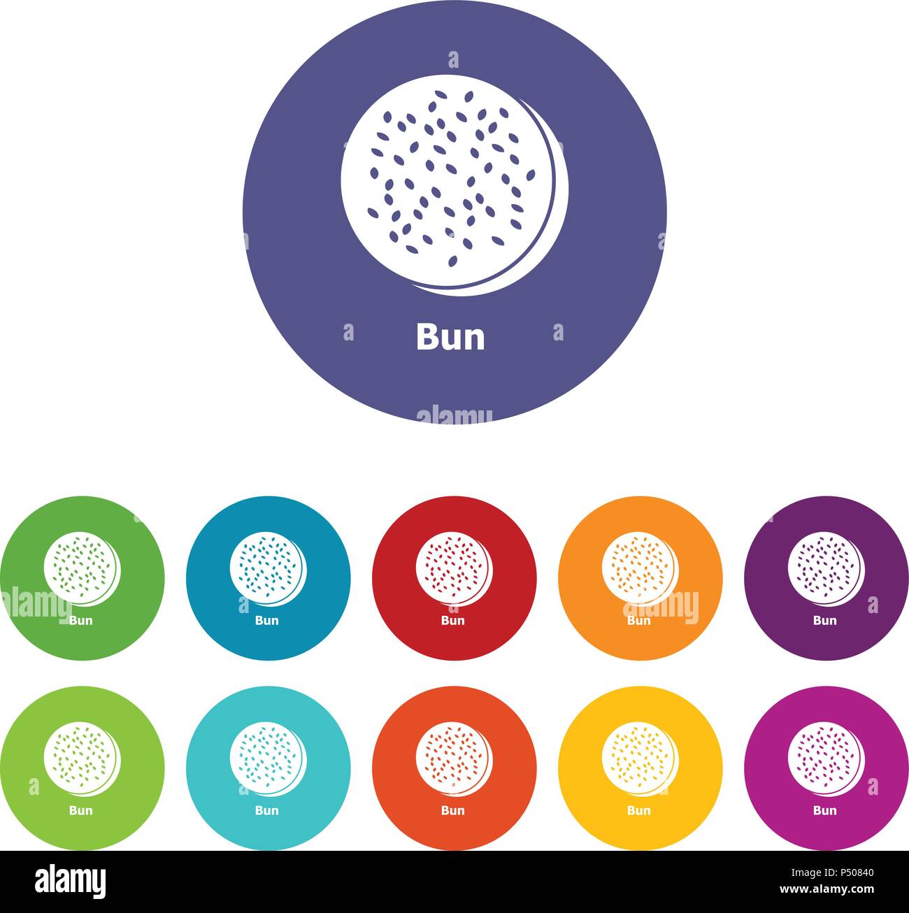 Bun icons set vector color Stock Vector Image & Art - Alamy