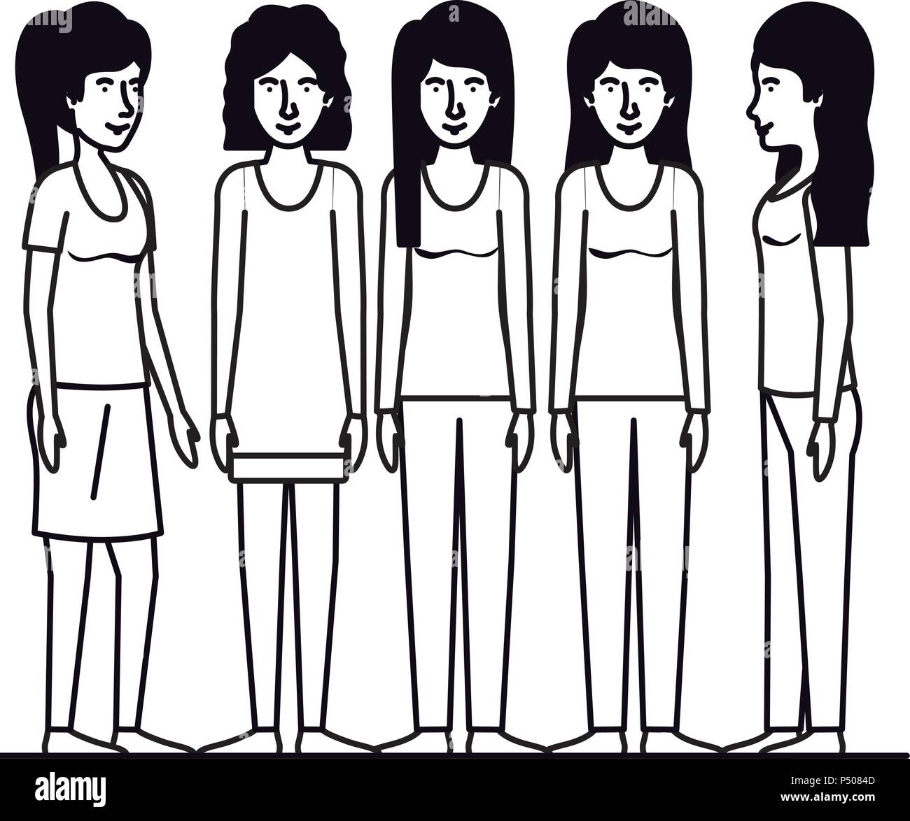 group of women friends characters Stock Vector Image & Art - Alamy