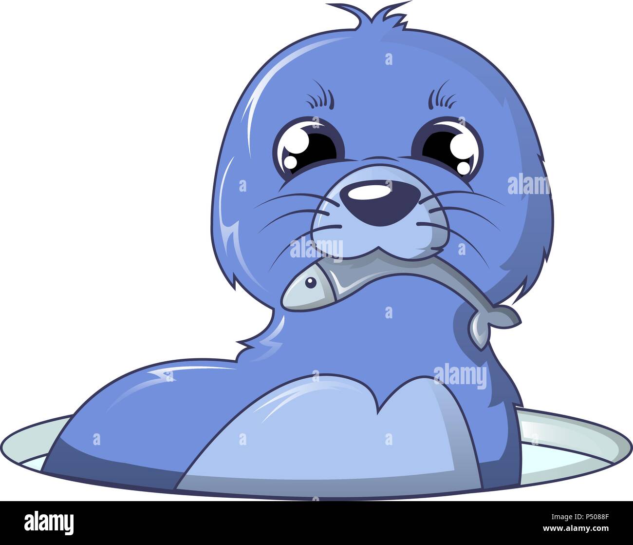 Walrus with fish icon, cartoon style Stock Vector Image & Art - Alamy