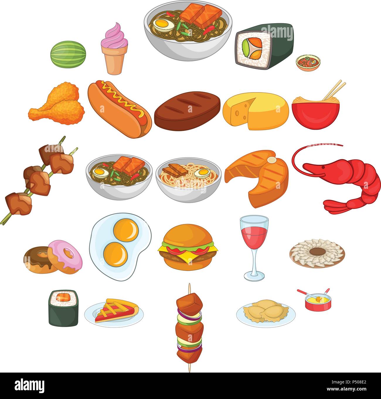 Dinner break icons set, cartoon style Stock Vector Image & Art - Alamy