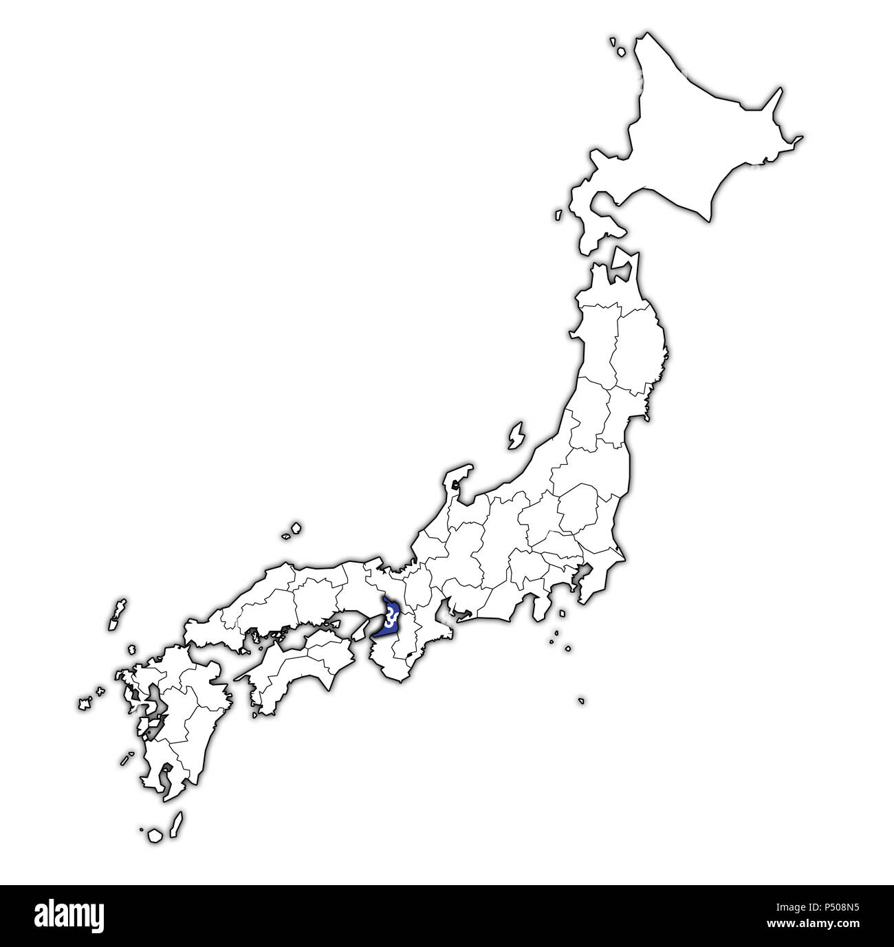 flag of osaka prefecture on map with administrative divisions and ...