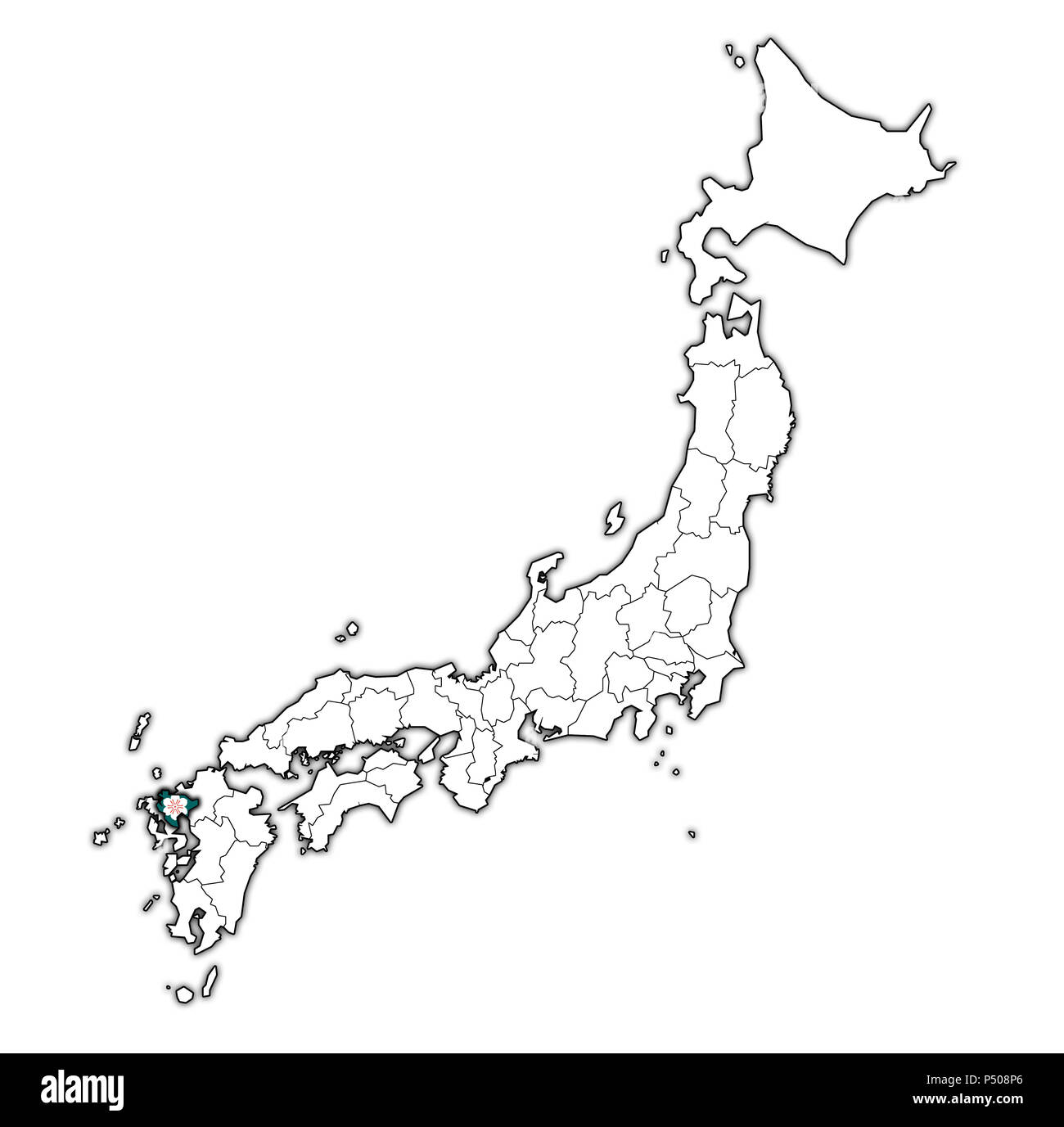 flag of saga prefecture on map with administrative divisions and ...