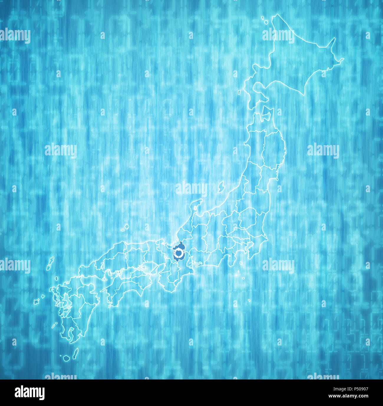 flag of shiga prefecture on map with administrative divisions and ...