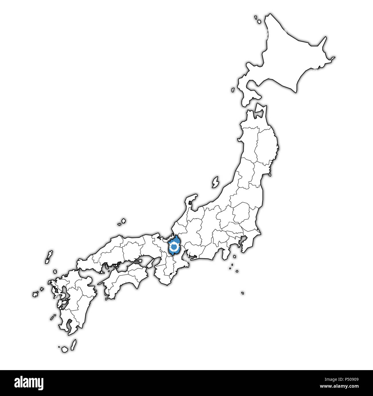 flag of shiga prefecture on map with administrative divisions and ...