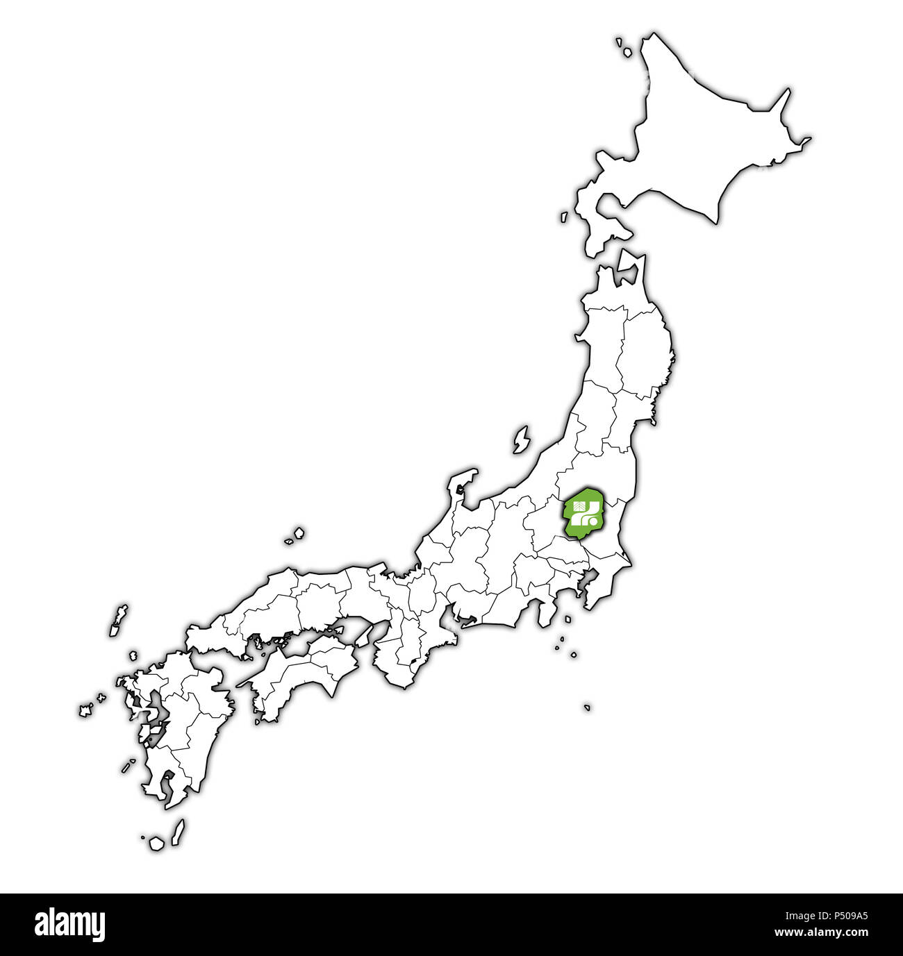 flag of tochigi prefecture on map with administrative divisions and ...
