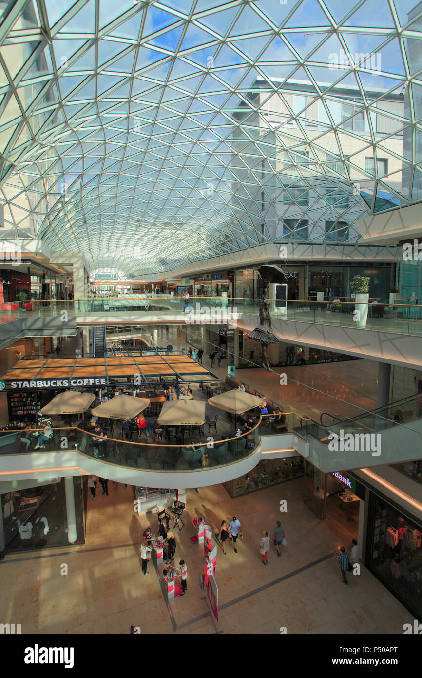 Slovakia, Bratislava, Eurovea, shopping centre, interior, people Stock ...