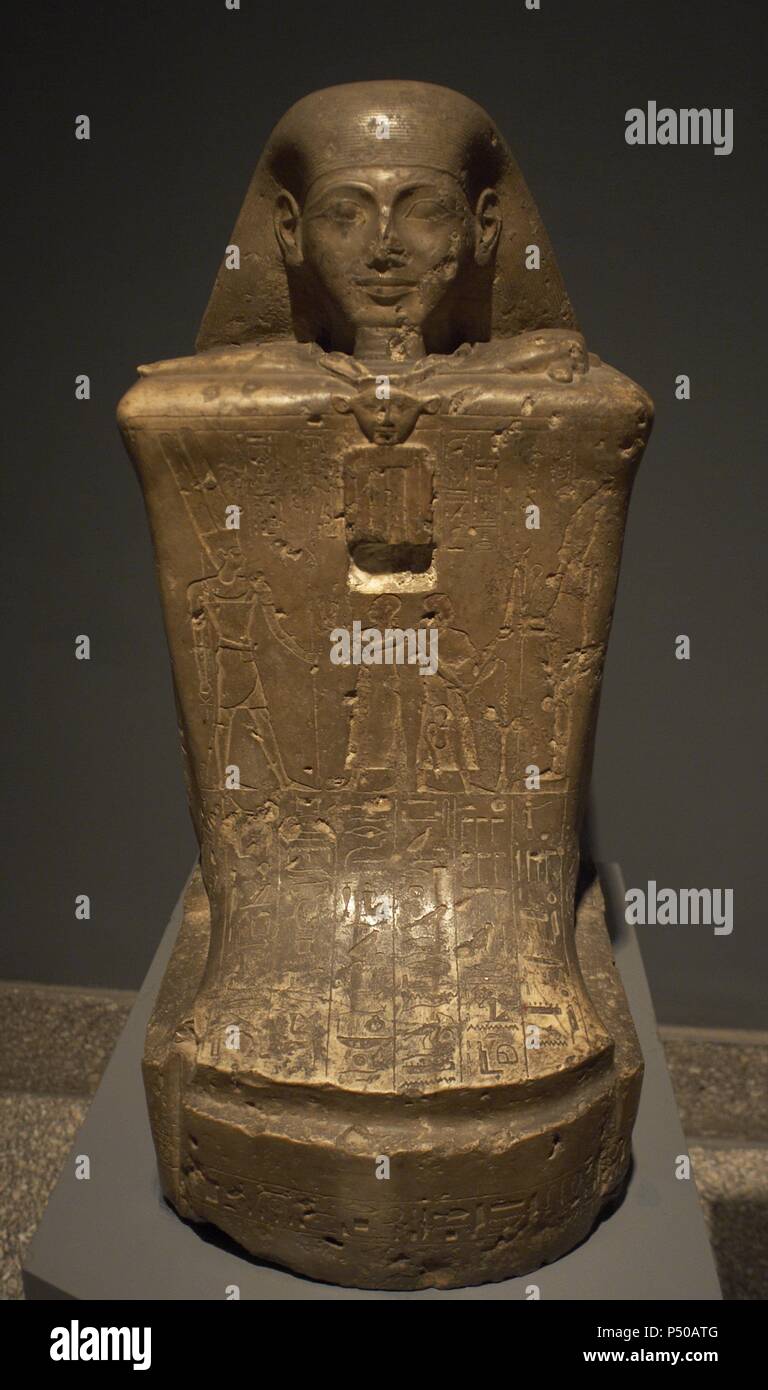 Egyptian Art. Statue-cube of the vizier Nes-Pekashutty. From the Temple ...