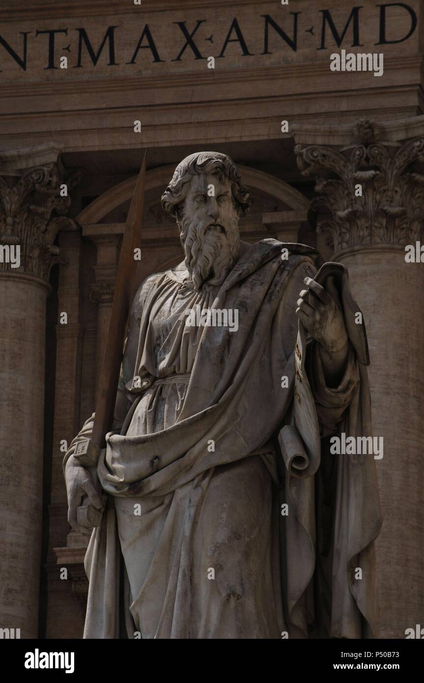 Paul the Apostle (5-67 A.C). Statue. Saint Peter's Square. Vatican City ...