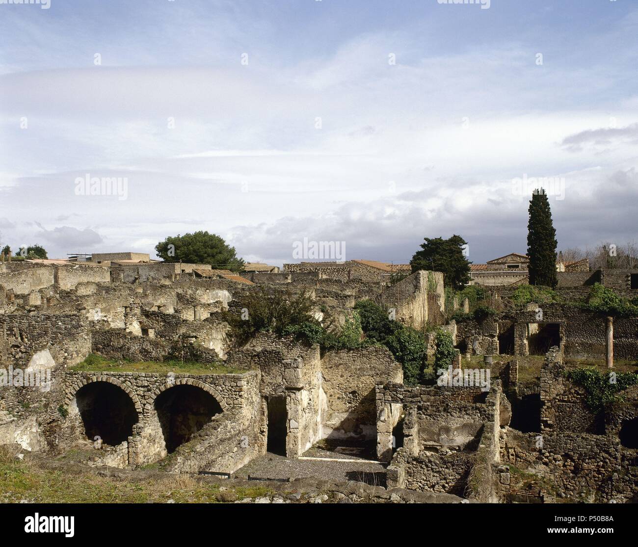 Pompeii. Ancient Roman city destroyed because of the Vesuvius eruption ...