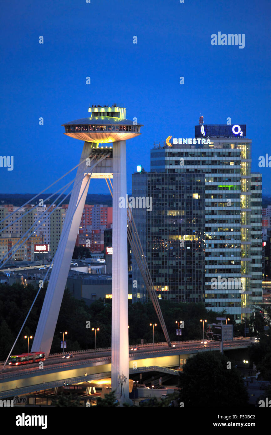 Slovakia, Bratislava, Danube river, SNP bridge Stock Photo - Alamy