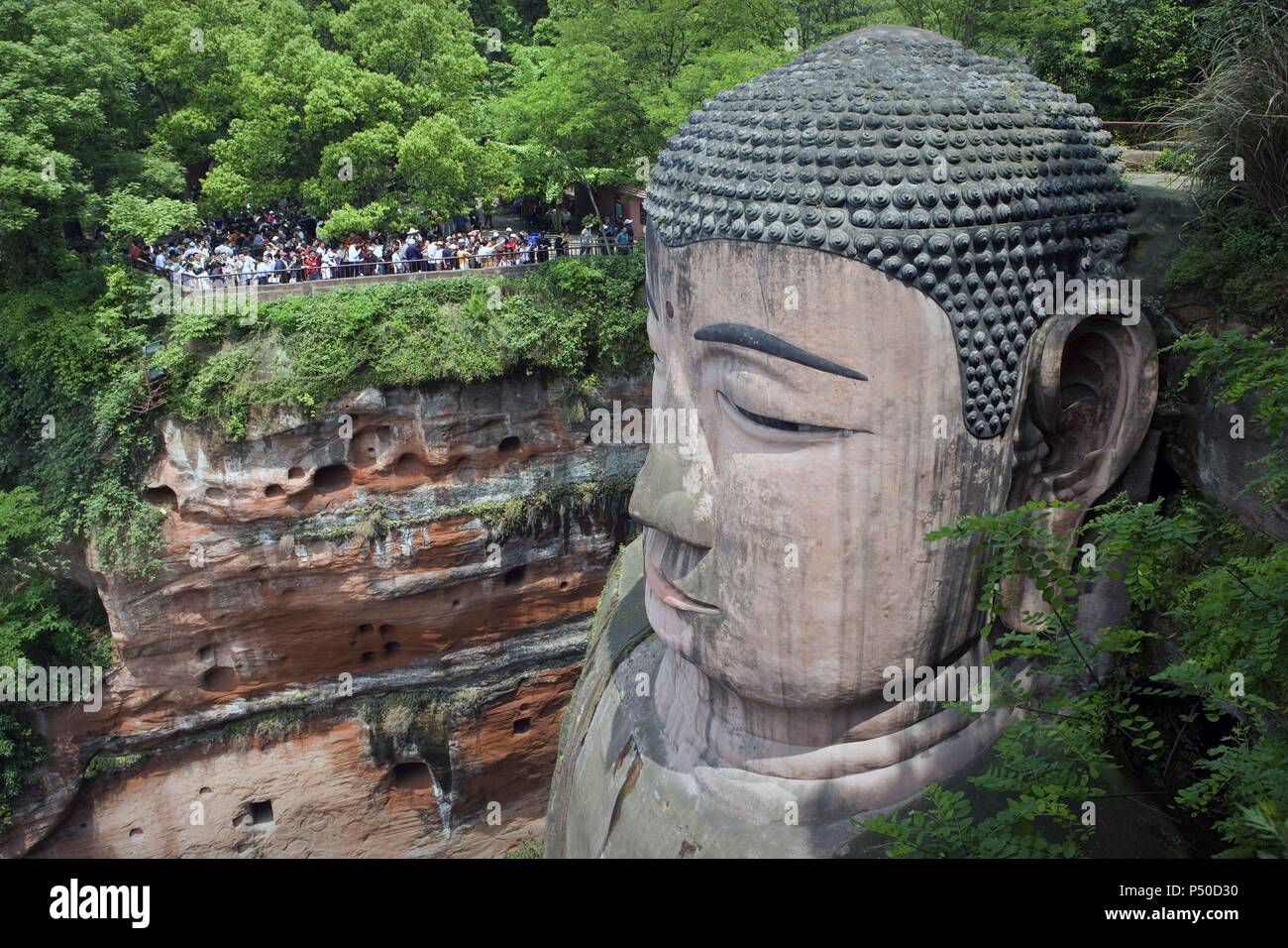 Leshan Giant Buddha (713-803). Carved into a cliff of Mount Lingyun ...