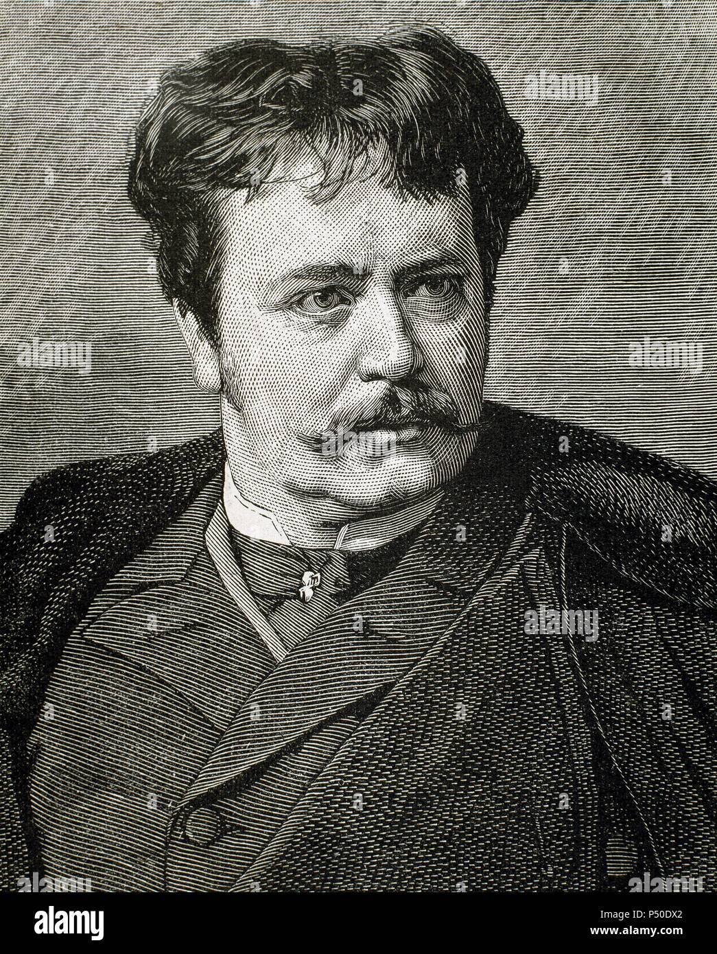 Bruno Piglhein, (1848-1894). German painter. Engraving by Knesing Stock ...